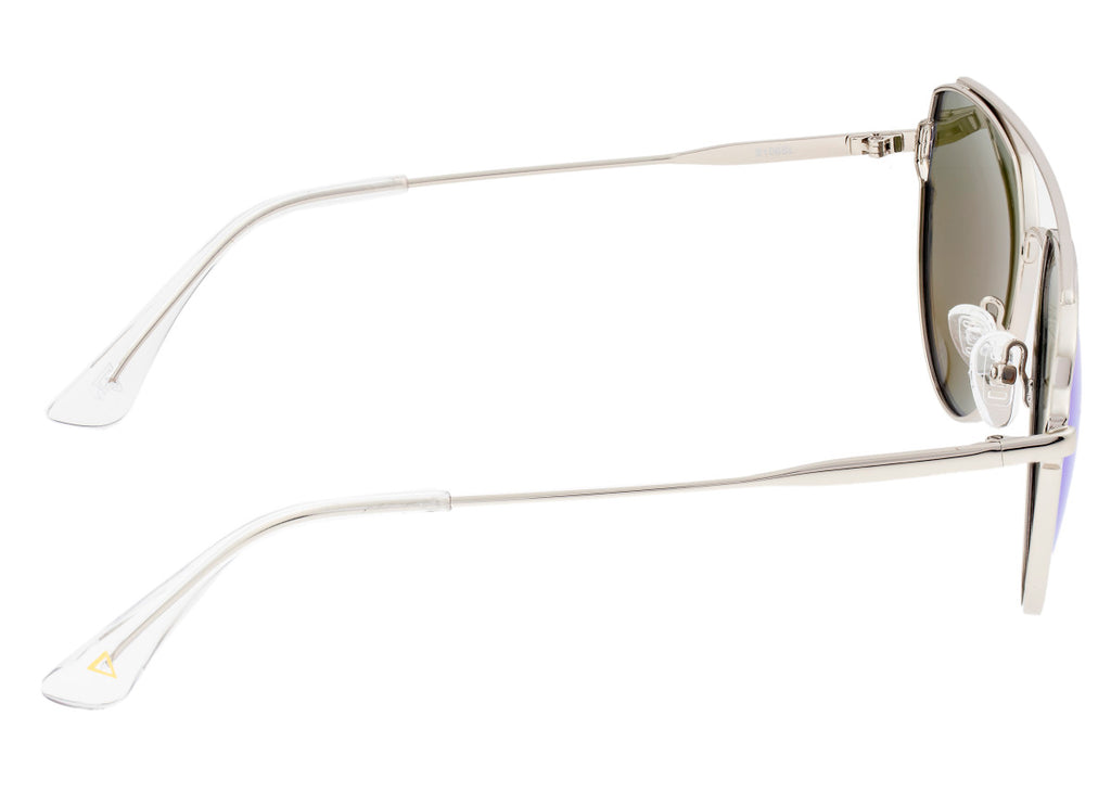 Sixty One Nudge Sunglasses Silver Frame Blue Lens SIXS106SL – SIXTY ONE ...